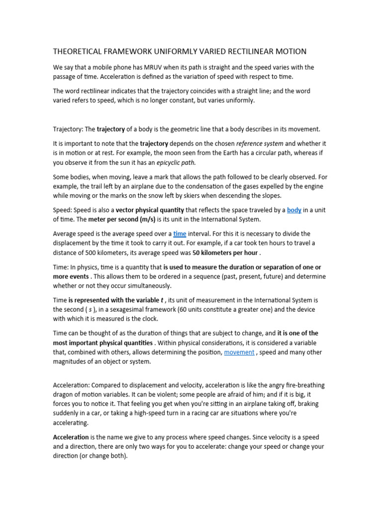 Theoretical Framework | PDF | Speed | Time