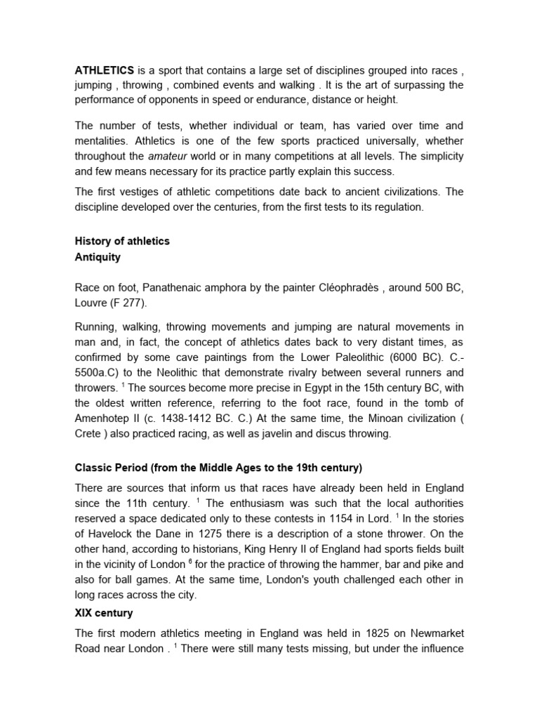 History and Types of Athletics | PDF | Track And Field | Athletic Sports