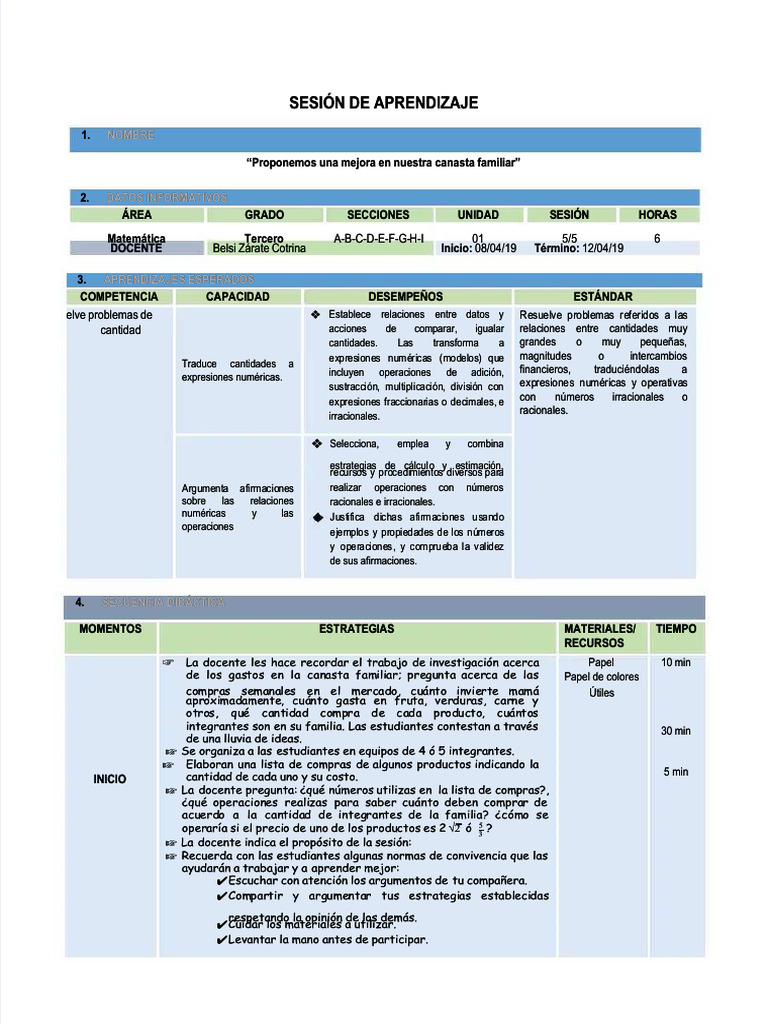 PDF Sesion de Aprendizaje 5 PDF - Compress | PDF | Modificación de comportamiento | Aprendizaje