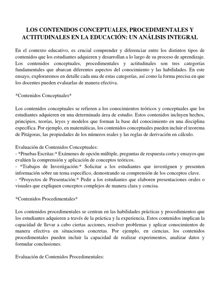 Los Contenidos Conceptuales | PDF | Evaluación | Conocimiento