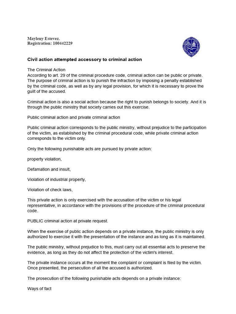 Criminal and Civil Action Overview | PDF | Sentence (Law) | Prosecutor