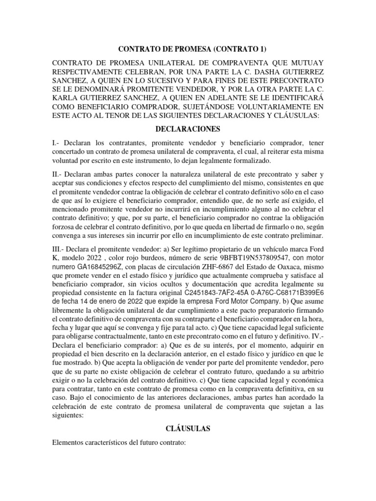 Contratos Preparatorio Definitivo | PDF | Derecho empresarial | Derecho contractual