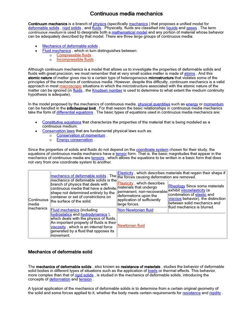 Continuous Media Mechanics | PDF | Electric Charge | Force