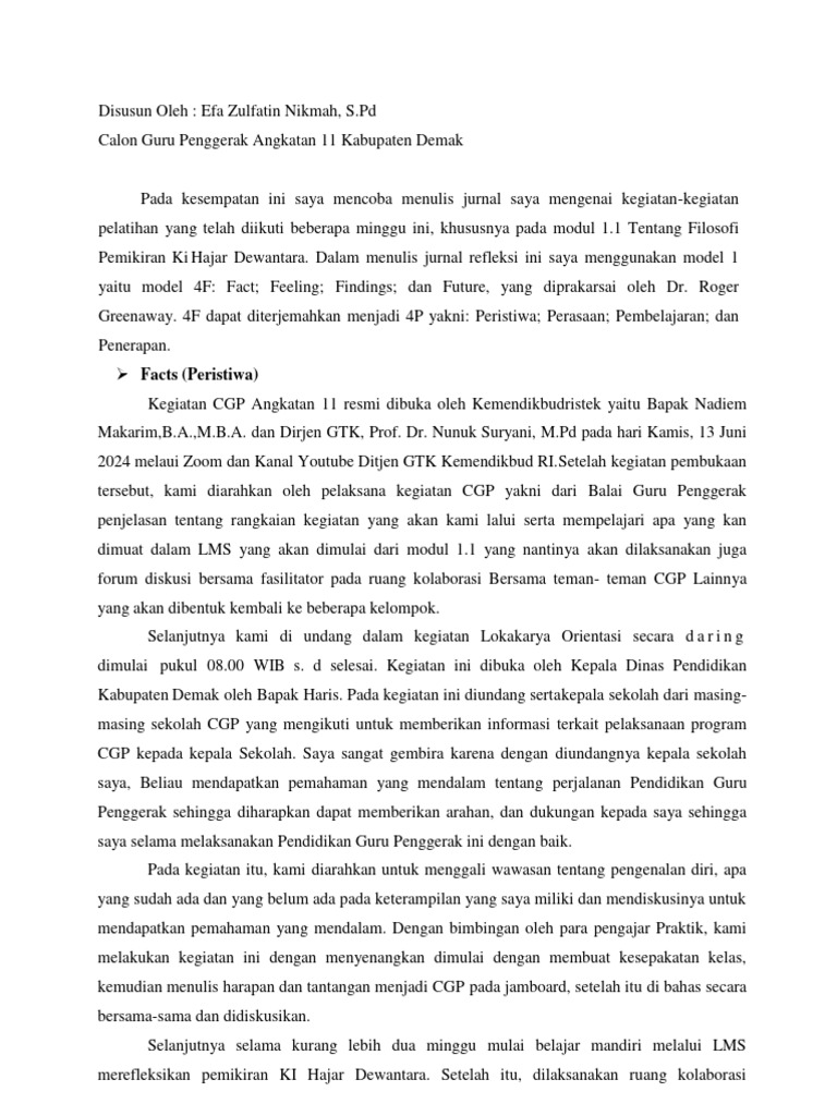 Refleksi Dwimingguan Modul1.1 - Efa Zulfatin N | PDF