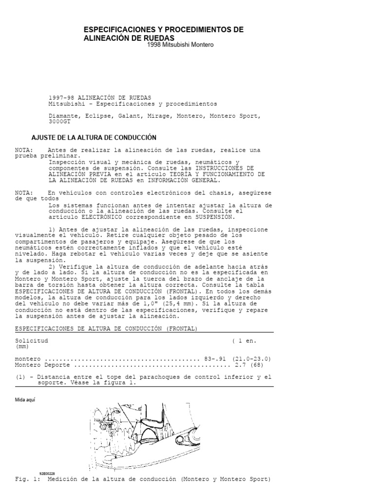 Especificaciones y Procedimientos de Alineación de Ruedas | PDF | Vehículos | Tecnología de ...