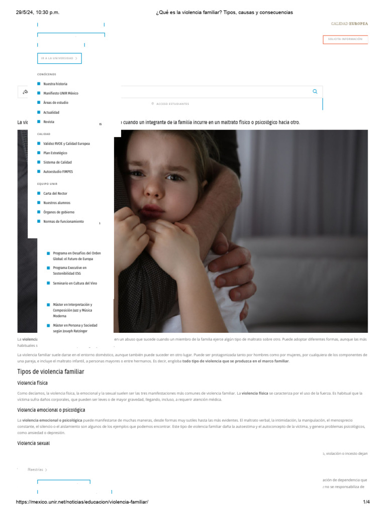 ¿Qué Es La Violencia Familiar - Tipos, Causas y Consecuencias | PDF | Máster en Administración ...