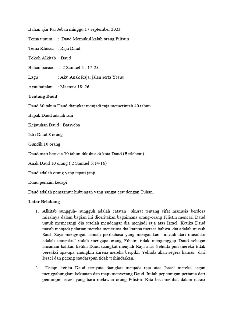 31 Bahan Ajar 17 September (Raja Daud) | PDF