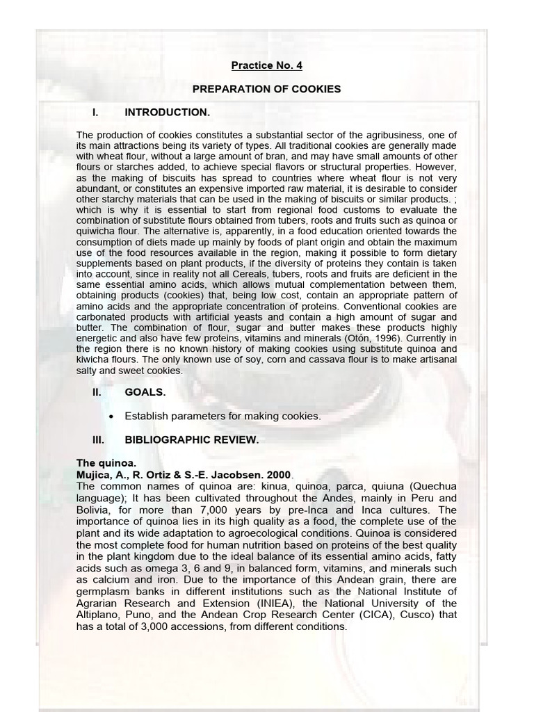 Practice 4 Cookie Making Pdf Foods Flour