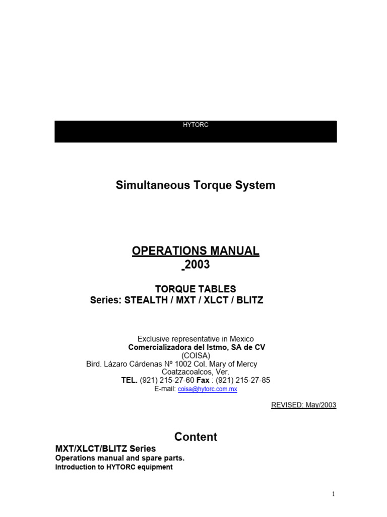 Hytorc Torque Manual | PDF | Nut (Hardware) | Pump