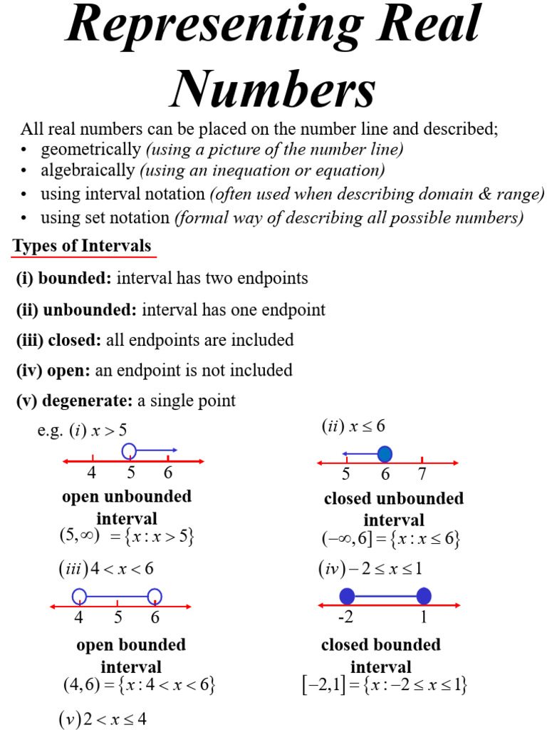02 Representing Real Numbers | PDF | Interval (Mathematics) | Abstract ...