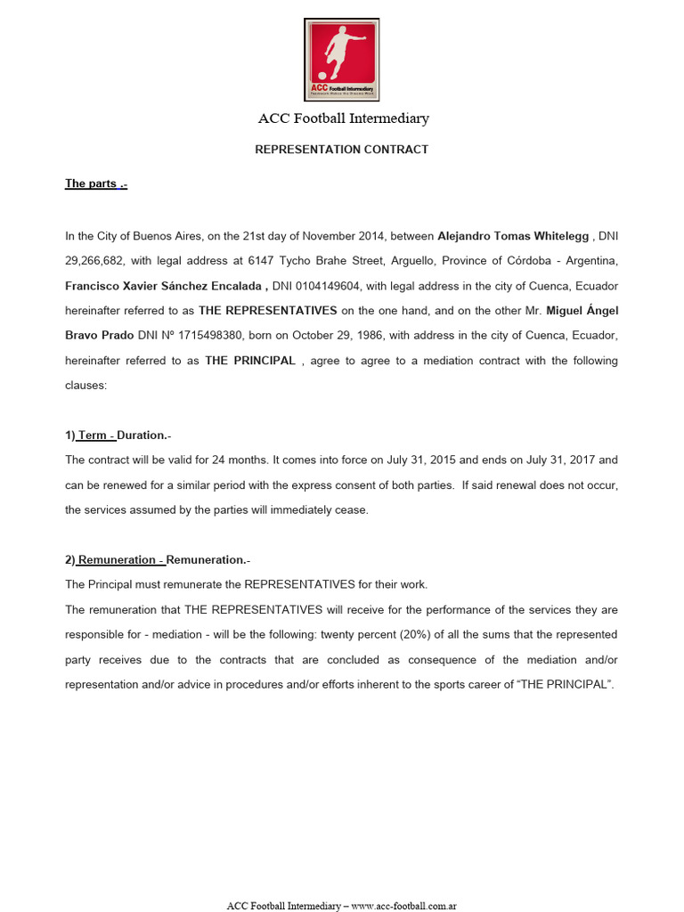 Representation Contract Model OK | PDF | Government | Civil Law (Legal ...