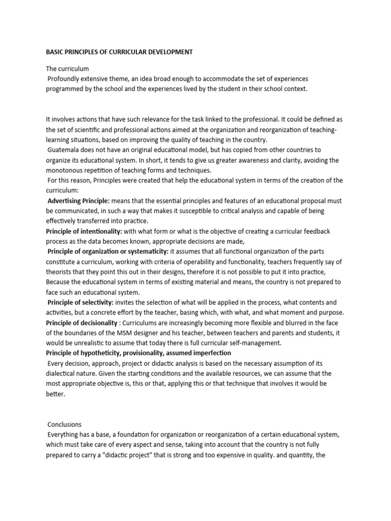 Basic Principles of Curriculum Development | PDF | Constructivism ...