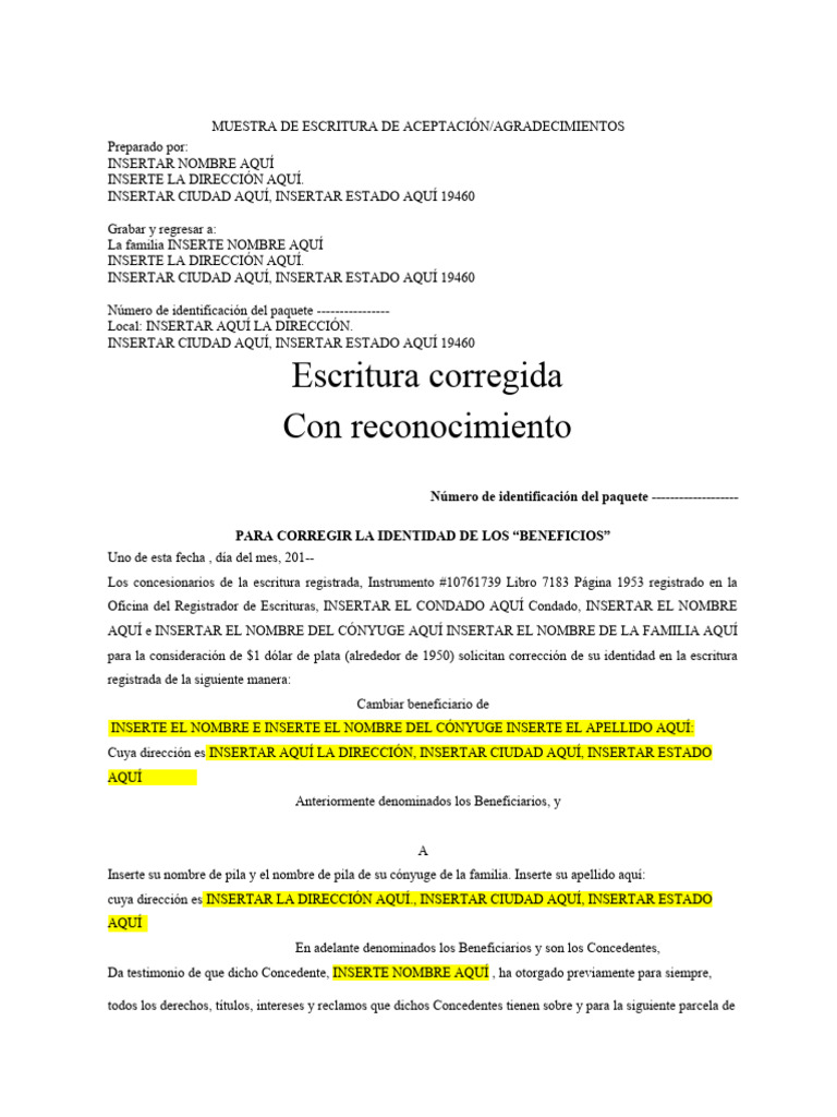 Modelo de Escritura de Aceptación | PDF