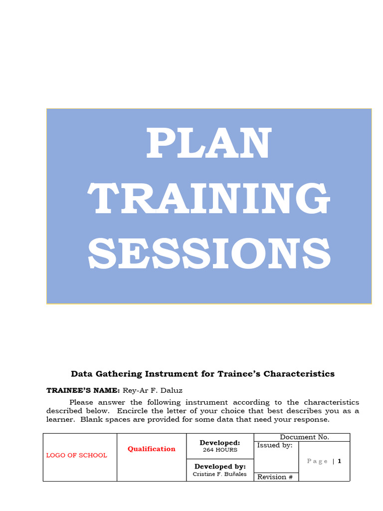 Plan Training Session Template | PDF | Occupational Safety And Health | Risk