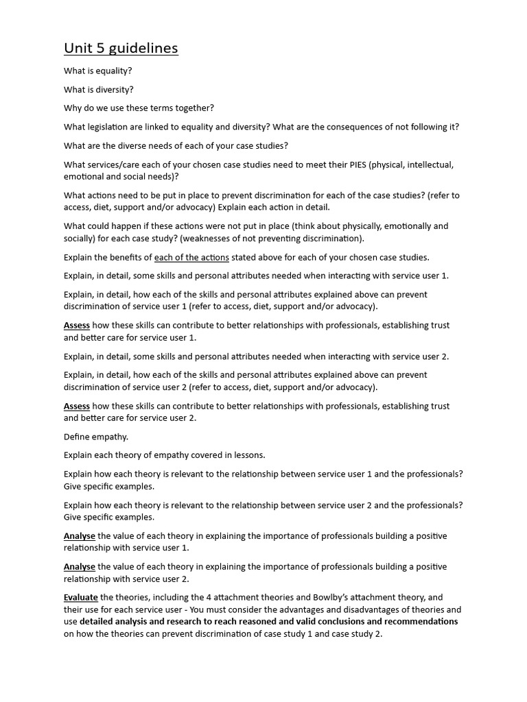 Assignment 1 Unit 5 Guidelines | PDF | Attachment Theory | Discrimination