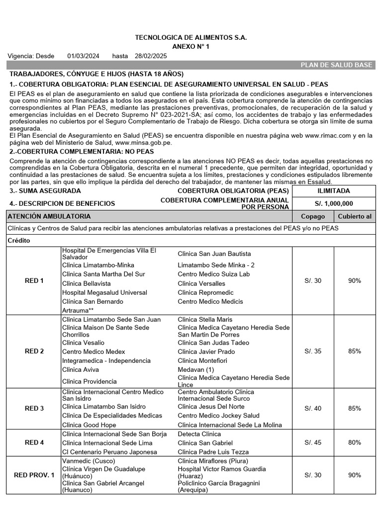 Plan de Eps 2024 - 2025 | PDF | Oncología | Lima