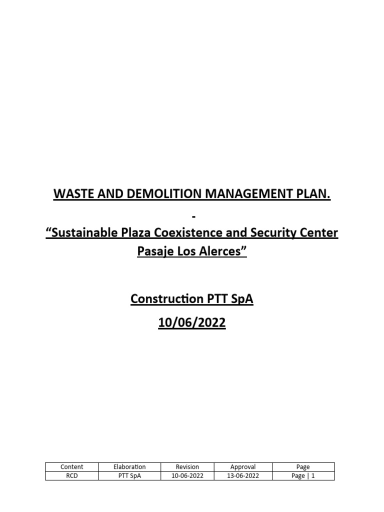 Waste Management and Demolition Plan | PDF | Waste Management | Waste