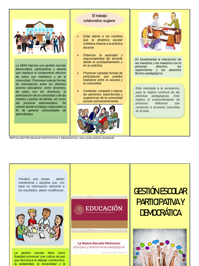Triptico Gestion Escolar. | PDF | Maestros | Democracia