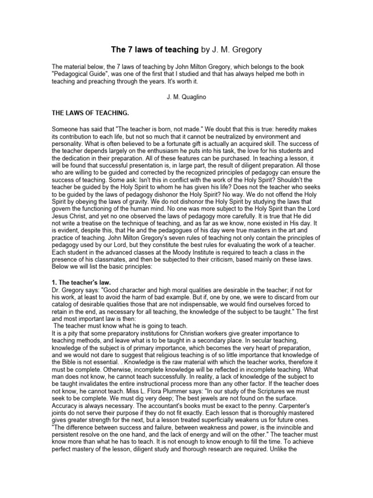 The 7 Laws of Teaching | Download Free PDF | Knowledge | Thought