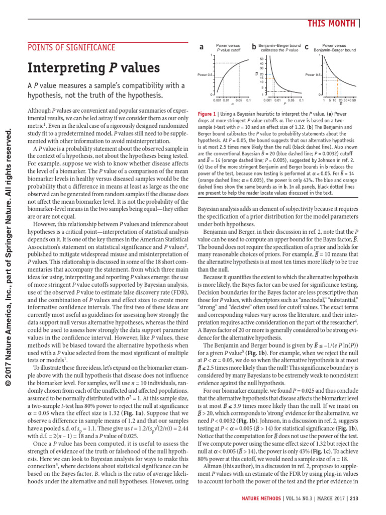 Altman & Krzywinski (2017) - Points of Significance Interpreting P ...