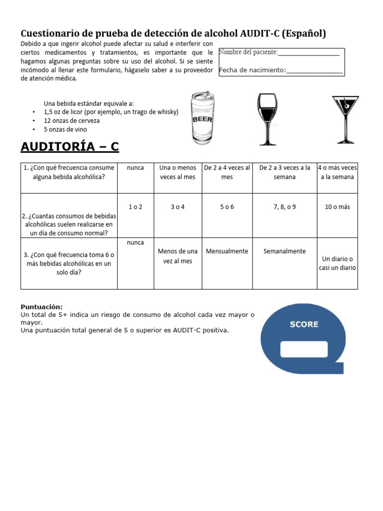 Auditoría C en Español | PDF | Bebidas alcohólicas | Alcoholismo