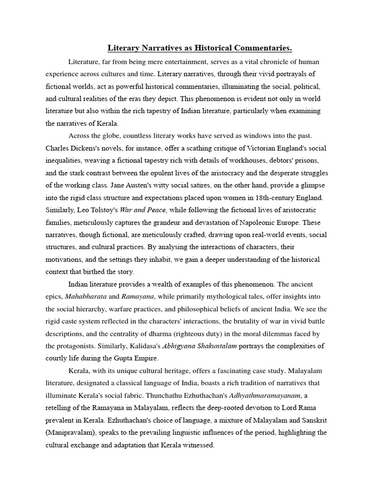 Literary Narratives As Historical Commentaries | PDF | Narrative