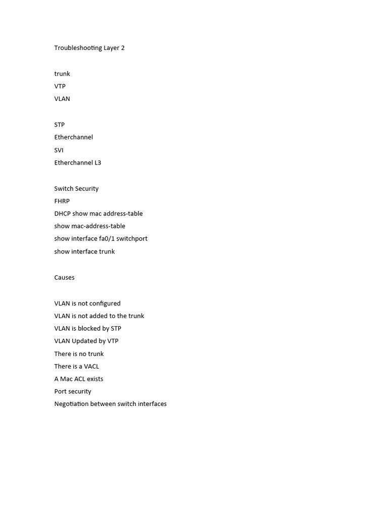 Layer 2 Troubleshooting Pdf Network Layer Protocols Computer Standards