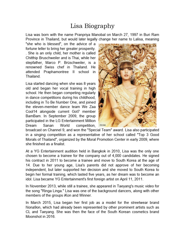 Lisa Biography | PDF | Music Industry | Pop Music
