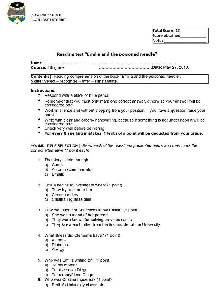 Try Emilia and The Poisoned Needle | PDF