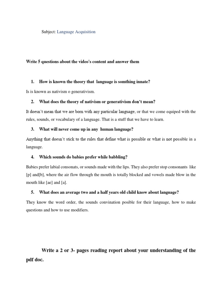 Understanding Language Acquisition Theories | PDF | Second Language ...