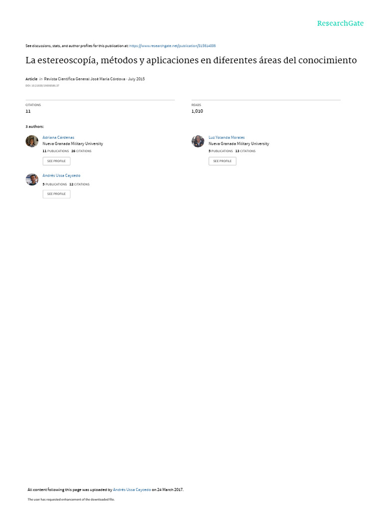 L1 La Estereoscopía, Métodos y Aplicaciones en Diferentes Áreas Del ...