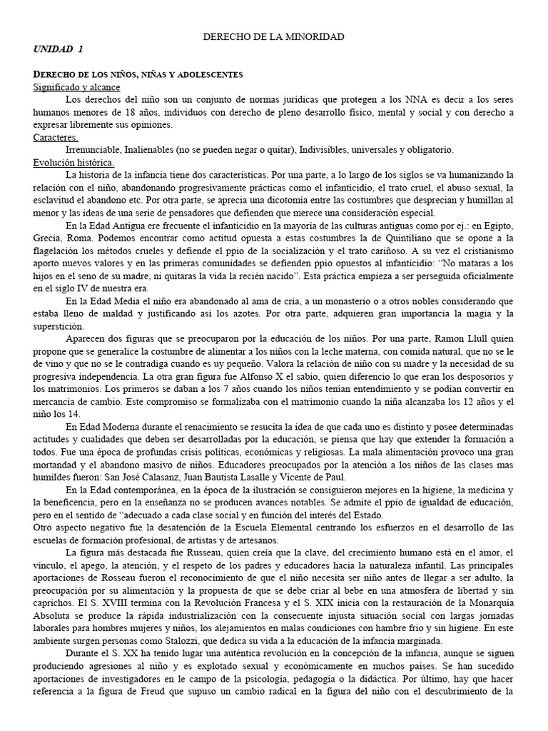 Resumen Minoridad | PDF | Derechos de los niños | Abogado