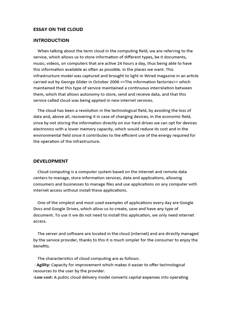 Cloud Essay | PDF | Cloud Computing | Computing