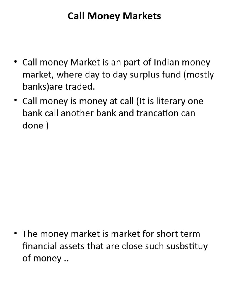 Call Money Market | PDF | Business | Finance & Money Management
