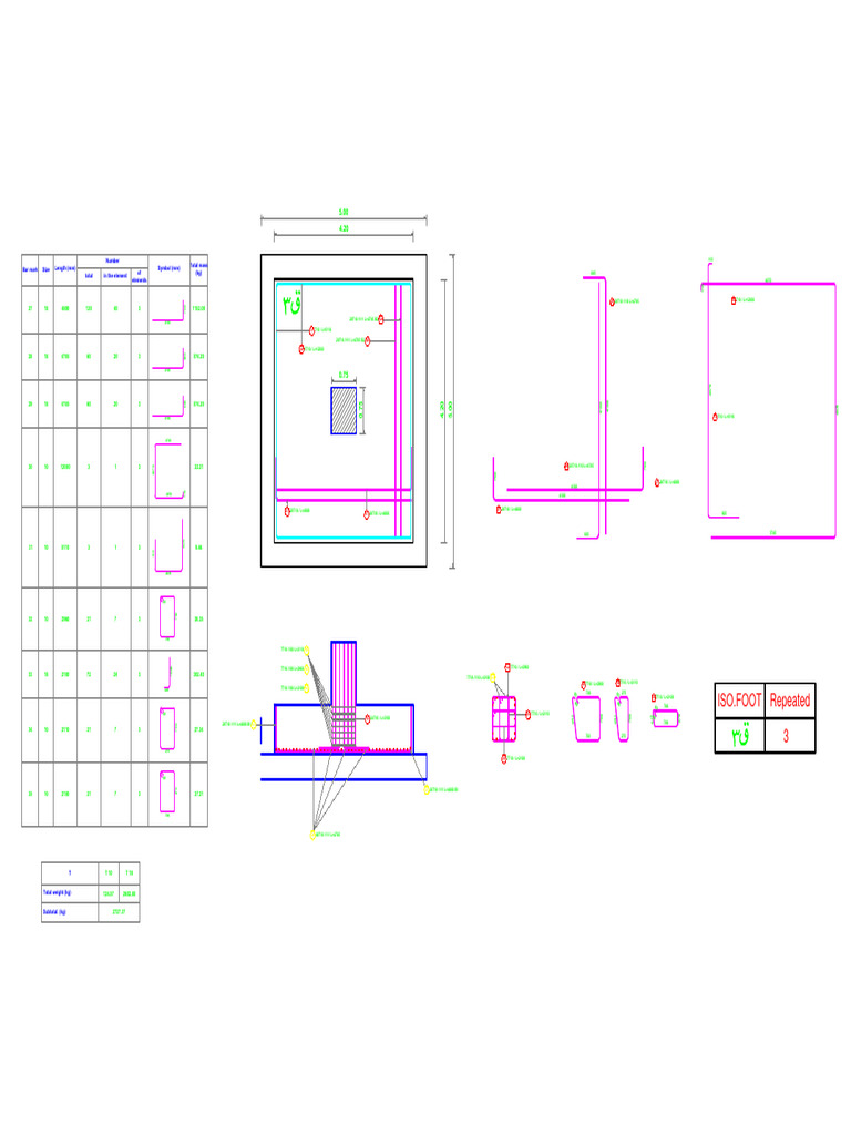 Isolated and Combined Footing Shop Drawing0 | PDF | Metrology