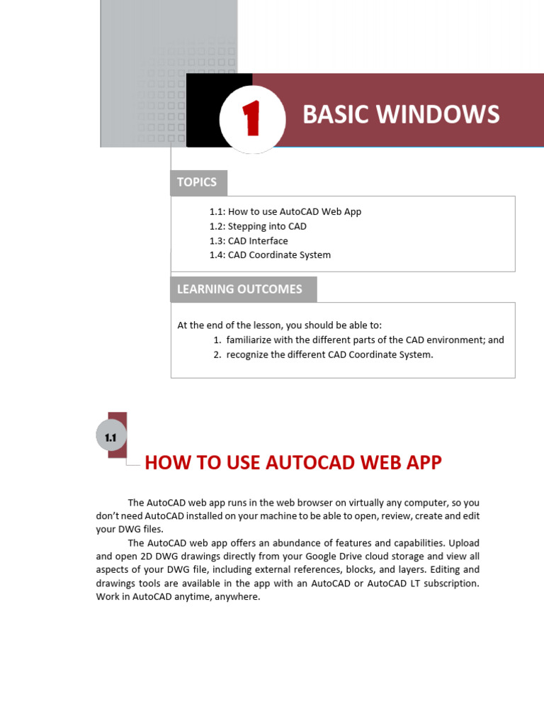 CAD Lesson 1 | PDF | Auto Cad | Computer Aided Design