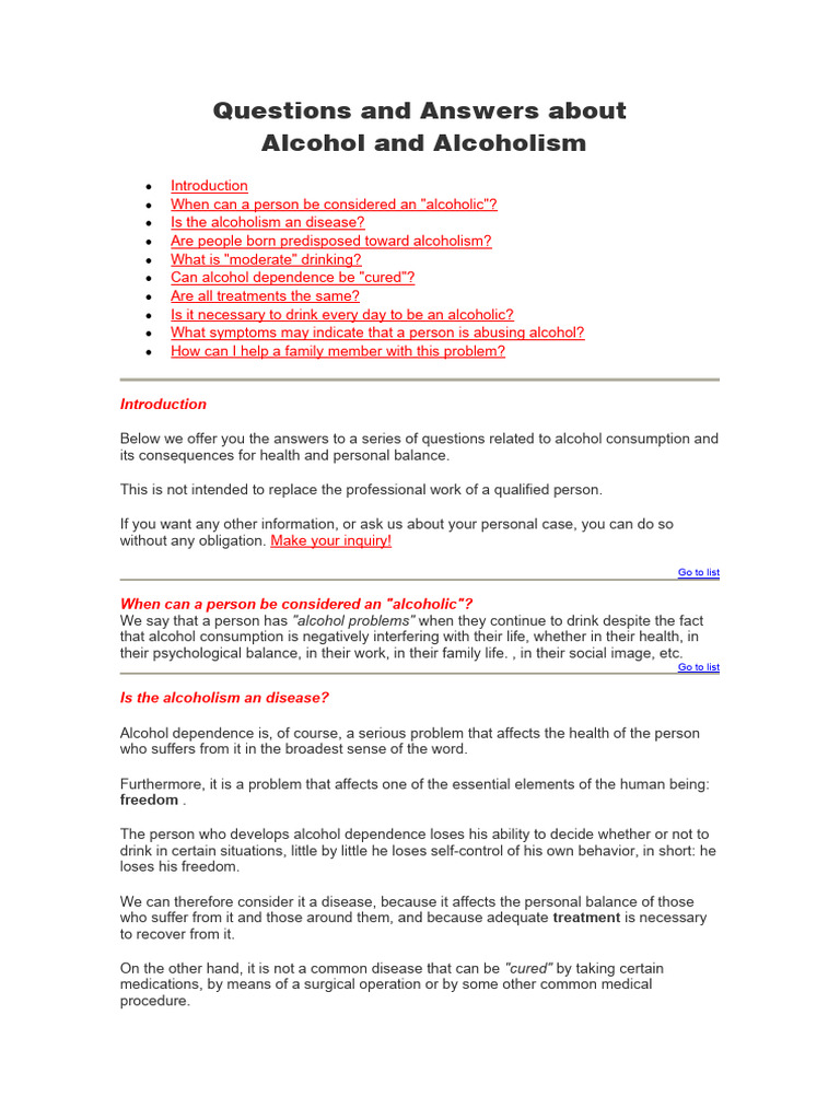 Questions and Answers About | PDF | Alcoholism | Substance Dependence