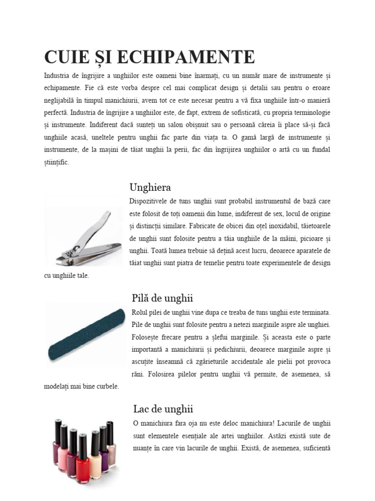 Unelte Și Echipamente Pentru Unghii | PDF