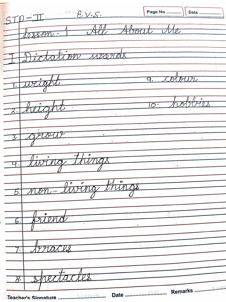 STD 2 EVS Notebook Notes L1 | PDF