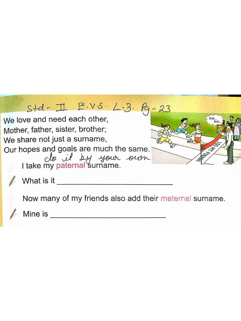 STD 2 EVS L3 My Family and Friends Workbook Notes | PDF