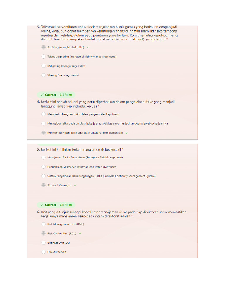 Kunci Jawaban Risk Management | PDF