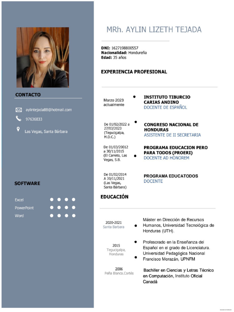 Hoja de Vida Aylin Tejada PDF | PDF