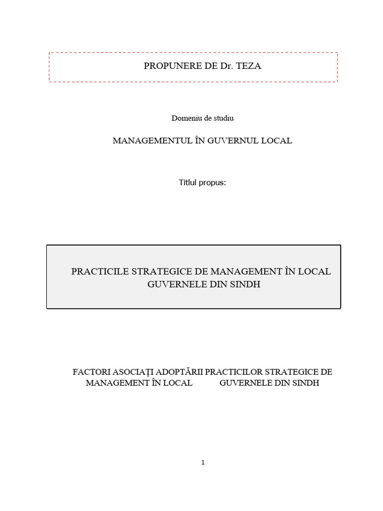Propunere de Cercetare A Administrației Locale | PDF