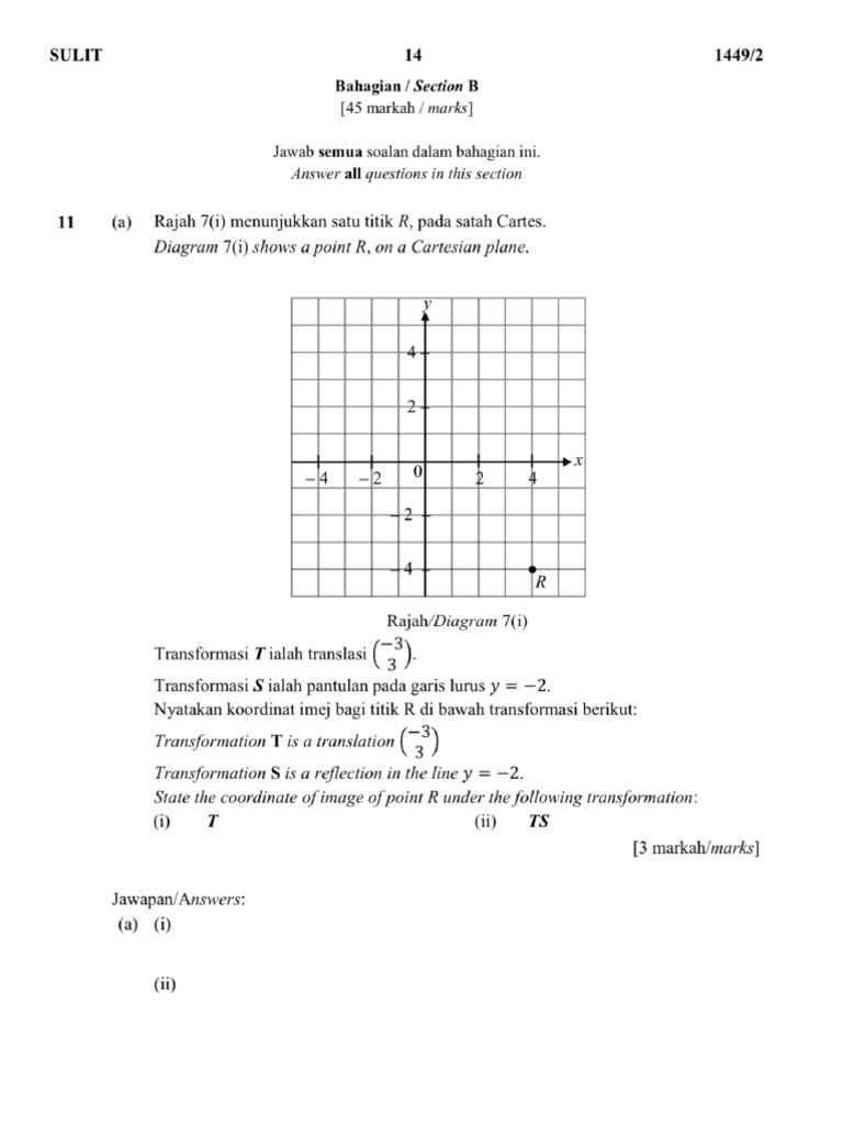 Mathematics Transformation SPM Questions | PDF