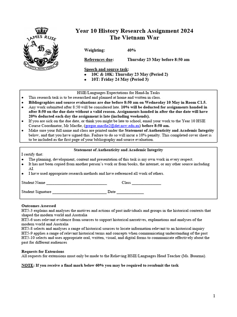 10 History Task 2 - Cold War - 2024 | PDF | South Vietnam | Henry Kissinger