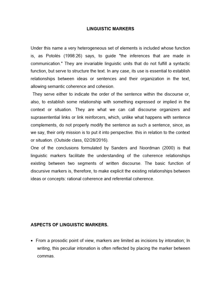 Linguistic Markers | PDF | Communication | Linguistics