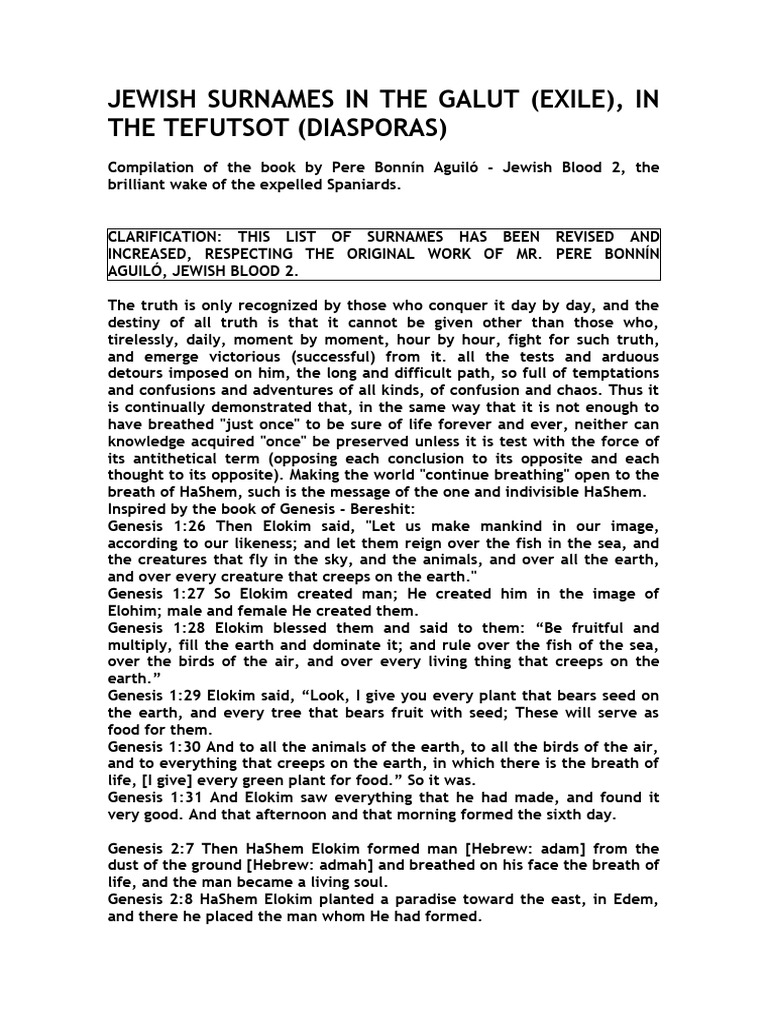 Jewish Surnames in El Galut (Pere Bonnín Sangre Judía, 1998'deki ...