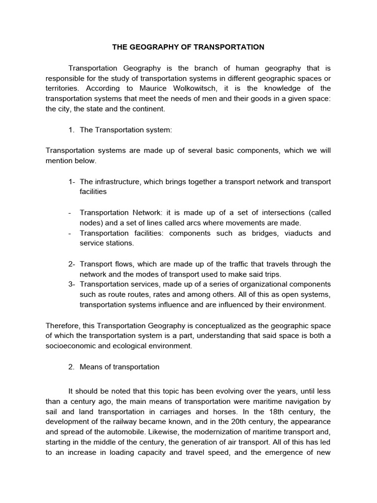 The Geography of Transportation | PDF | Transport | Geography