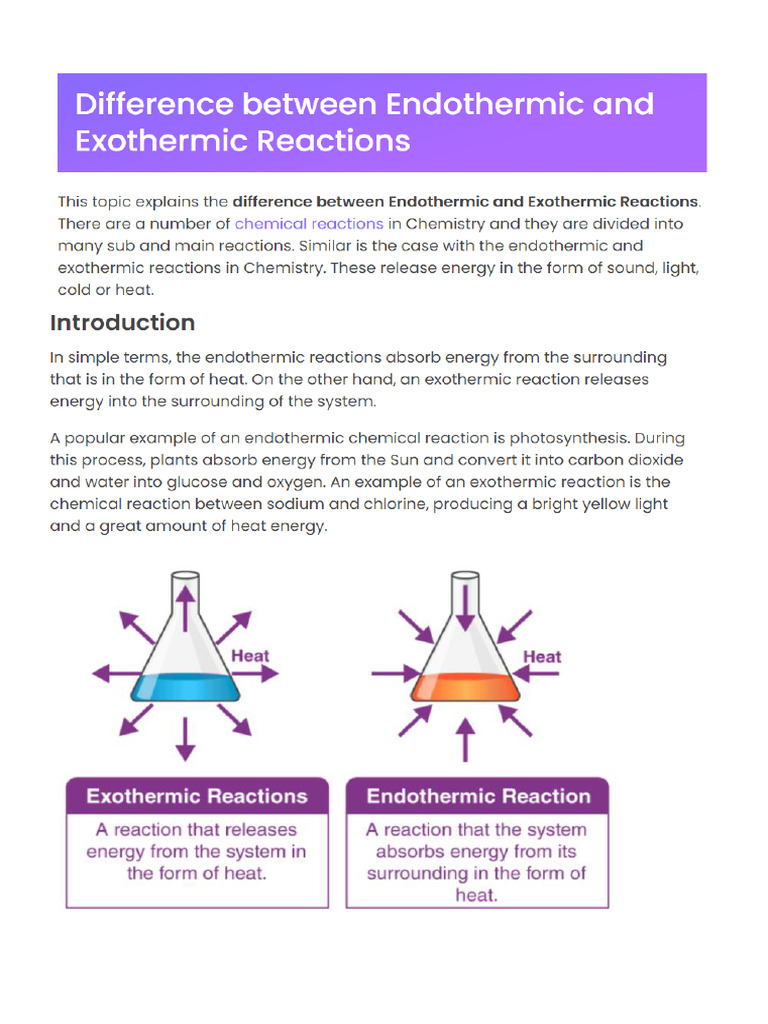 Endothermic and Exothermic Reaction | PDF