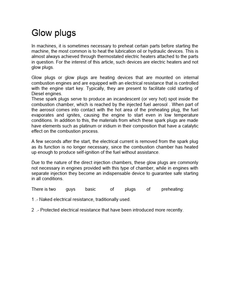 Glow Plugs | PDF | Electrical Connector | Electrical Resistance And ...